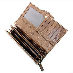 Anais Gvani By Dasein Women Genuine Italian Leather Checkbook Wallet Purse Card Case (881E Coffee)