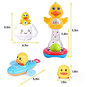 8 PCS Baby Bath Toys for Toddlers, Duck Spray Water Toy Bath Squirters Bath Boat Fishing Net, Bath Shower Tub Toys for Kids Toddlers