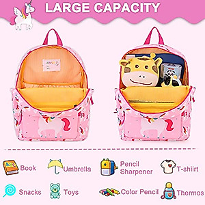 RAVUO Kids Backpack Girls, Cute Unicorn Backpack Kindergarten Preschool Bookbag Toddler Backpack with Chest Strap