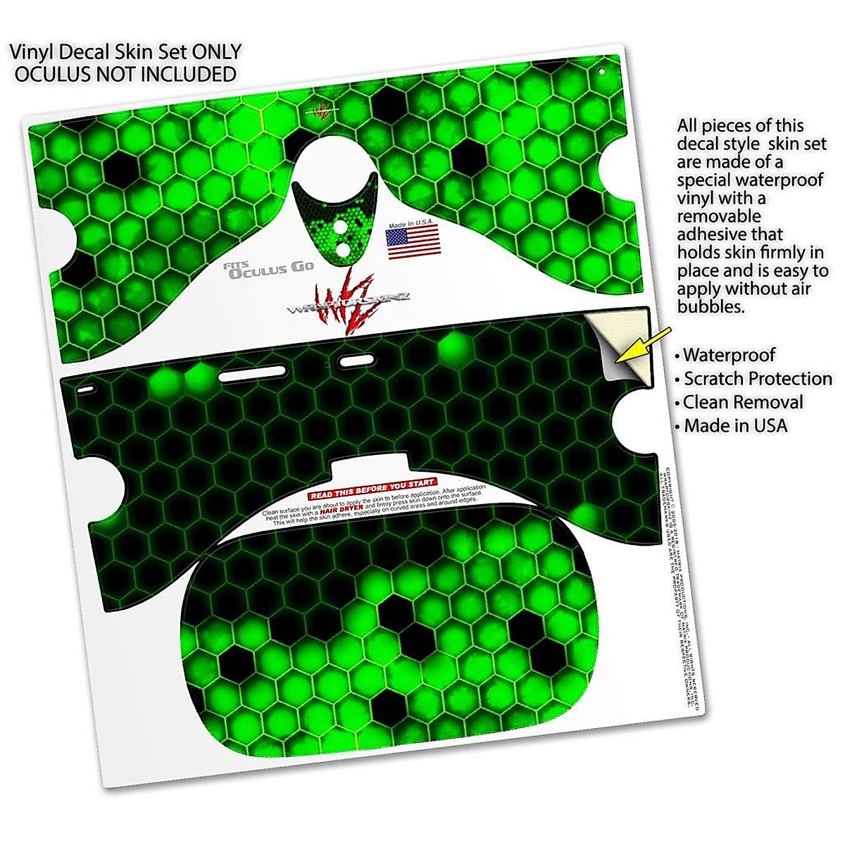 Decal Style Skin Wrap Compatible with Oculus Go Headset - HEX Green (Oculus NOT Included)