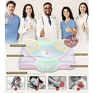 Osteo Cervical Pillow for Neck Pain Relief, Hollow Design Odorless Memory Foam Adjustable Orthopedic Bed Pillows with Cooling Case for Sleeping, Contour Support for Side Back Stomach Sleepers