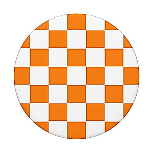 Checkered Orange And White Checkerboard Pattern Design Gift PopSockets PopGrip: Swappable Grip for Phones & Tablets