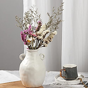 Sunormi White Ceramic Minimalist Vase Modern Artistic Vases Flowers Vases for Home Table Shelf Decorations