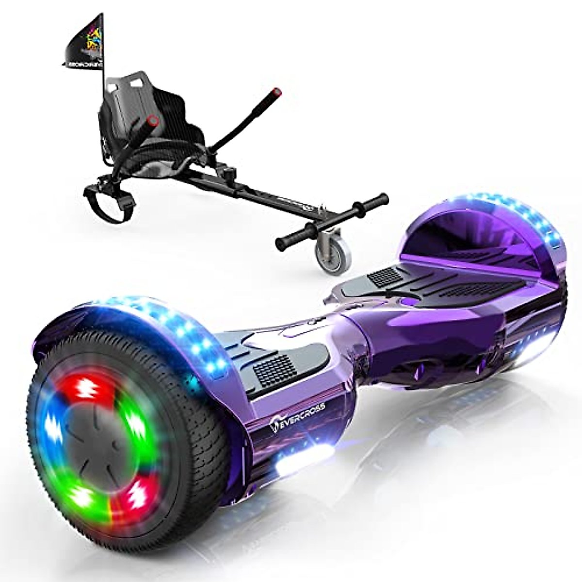 EVERCROSS Hoverboard, Self Balancing Scooter Hoverboard with Seat Attachment, 6.5" Hover Board Scooter with Bluetooth Speaker & LED Lights, Hoverboards Suit for Kids