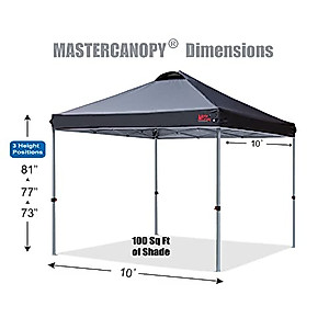 MASTERCANOPY Durable Ez Pop-up Canopy Tent with Roller Bag (10x10, Black)