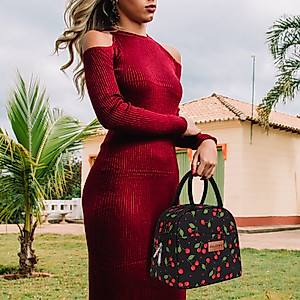 BALORAY Lunch Bag for Women Men Insulated Lunch Box for Adult Reusable Lunch Tote Bag for Work, Picnic or Travel (Cherry, M)