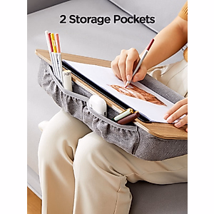 LORYERGO Lap Desk, Lap Desk for Laptop, Fits up to 15.6", Lap Stand for Bed & Couch, Laptop Lap Desk with Cushion, w/ Wrist Pad & Media Slot, for Adult & Kid -LELD12