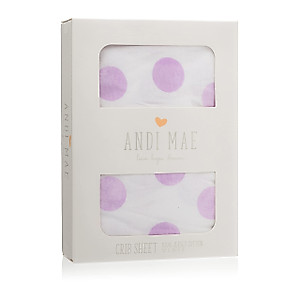 Andi Mae Crib Sheet - Purple Dots - 100% Jersey Cotton - Fits Standard Crib or Toddler Mattresses
