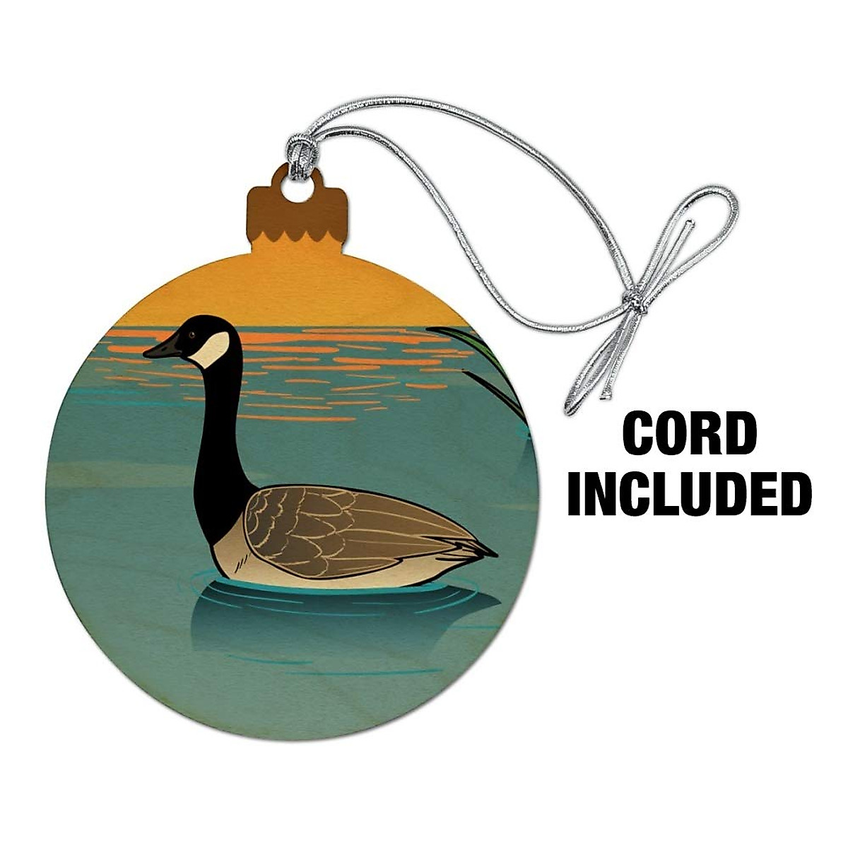 Canadian Goose Geese Swimming Canada Wood Christmas Tree Holiday Ornament