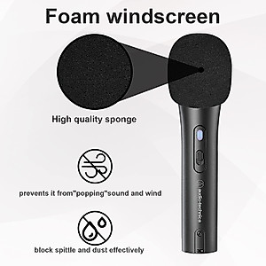 Mictop Q2U USB/XLR Microphone Shock Mount, Microphone Mic Holder with Foam Windscreen for Samson Q2U, ATR2100-USB Microphone, Anti-Vibration Shock Mount with Pop Filter for Reduce Vibration and Noise