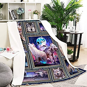 CYREKUD Wolf Blanket,Wolf Gifts for Men Throw Blanket, Wolf Gifts for Women Girls,Wolf Gifts for Wolf Lovers,Soft Warm Cozy Wolf Blanket for Office Home Bedroom Sofa Couch Decor 50"x 60"