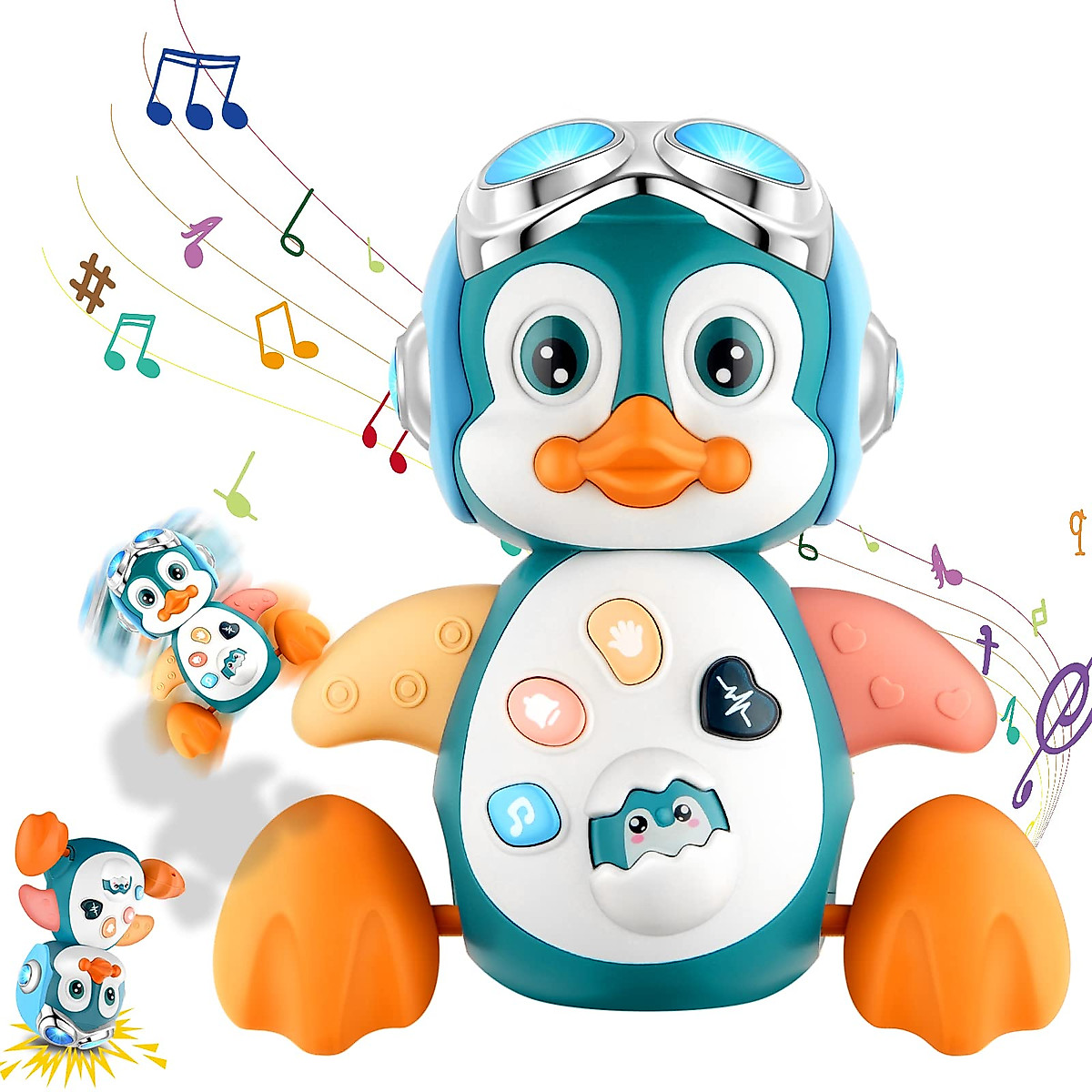 US-VIVIV Baby Musical Toys Penguin 6-18 Months 2 Year Old and up Boys Girls Crawling Toys Early Learning Interactive Educational Preschool Development Kid Birthday Gifts Toy Christmas