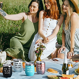 Gtmileo Thank You Gifts, 4 Pack Thank You For Being Awesome Stainless Steel Insulated Wine Tumbler, Christmas Birthday Appreciation Gifts for Women Coworker Teacher Employee Friends(12oz, Multi Color)