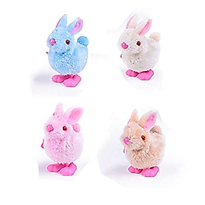 WAMSOLE Bunny and Jumping Chick Wind Up Toys Novelty Chicken Hopping Windup Toy for Kids Toddlers Adult Easter Egg Hunt Basket Stocking Stuffers Party Favors Goody Bag Fillers Gifts (Rabbit)