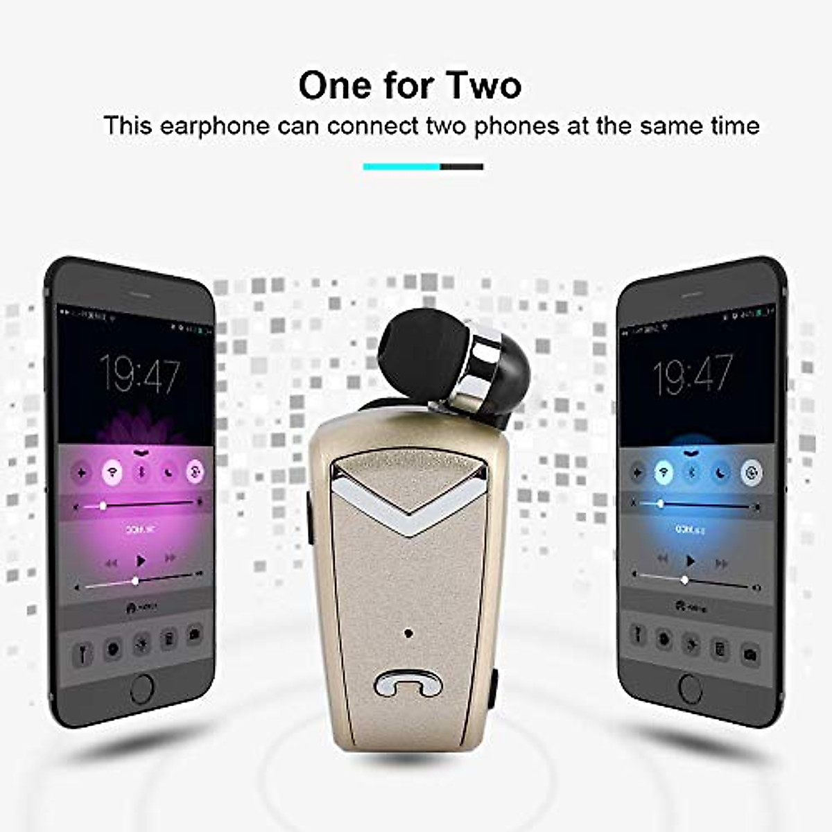 EBTOOLS Fineblue Bluetooth Headset, Portable Wireless Retractable in Ear Business Lavalier Earphone(Gold)