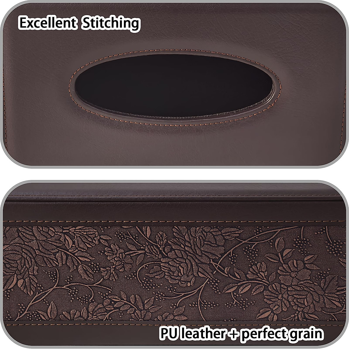 XNONE PU Leather Tissue Box Cover Kleenex Box Holder Rectangle Tissue Organizer with Magnetic Bottom,Decorative Napkin Caddy for Vanity Dresser Night Stand Table Countertop Home Office Car,Retro