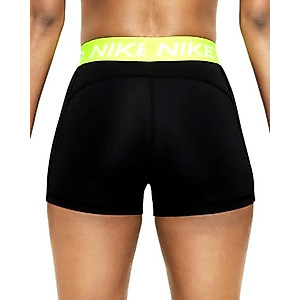 Nike Womens Pro 3" Shorts (Black/Volt/White, Medium)