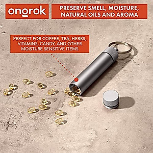 ONGROK Premium Storage Tube, Keychain, Pocket-Sized, Airtight, Aluminum Metal Holder and Case (Gun Metal)
