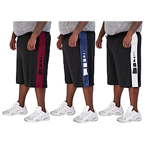 Real Essentials Men's Big & Tall Quick Dry 5X Shorts, 3 Pack - Athletic, Gym, Jogging, Running, Workout, 10'' Inseam, Breathable, Lightweight, Mid Rise