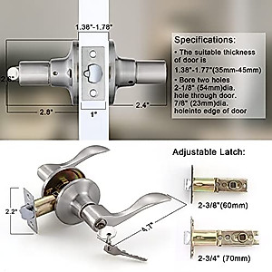 Millgoing Door Lever Handle with Satin Nickel Finish, 1 Pack Contemporary Privacy Front Entry for Right & Left with Lock, Wavy Modern Slim Handles for Home Closet, and Bathroom