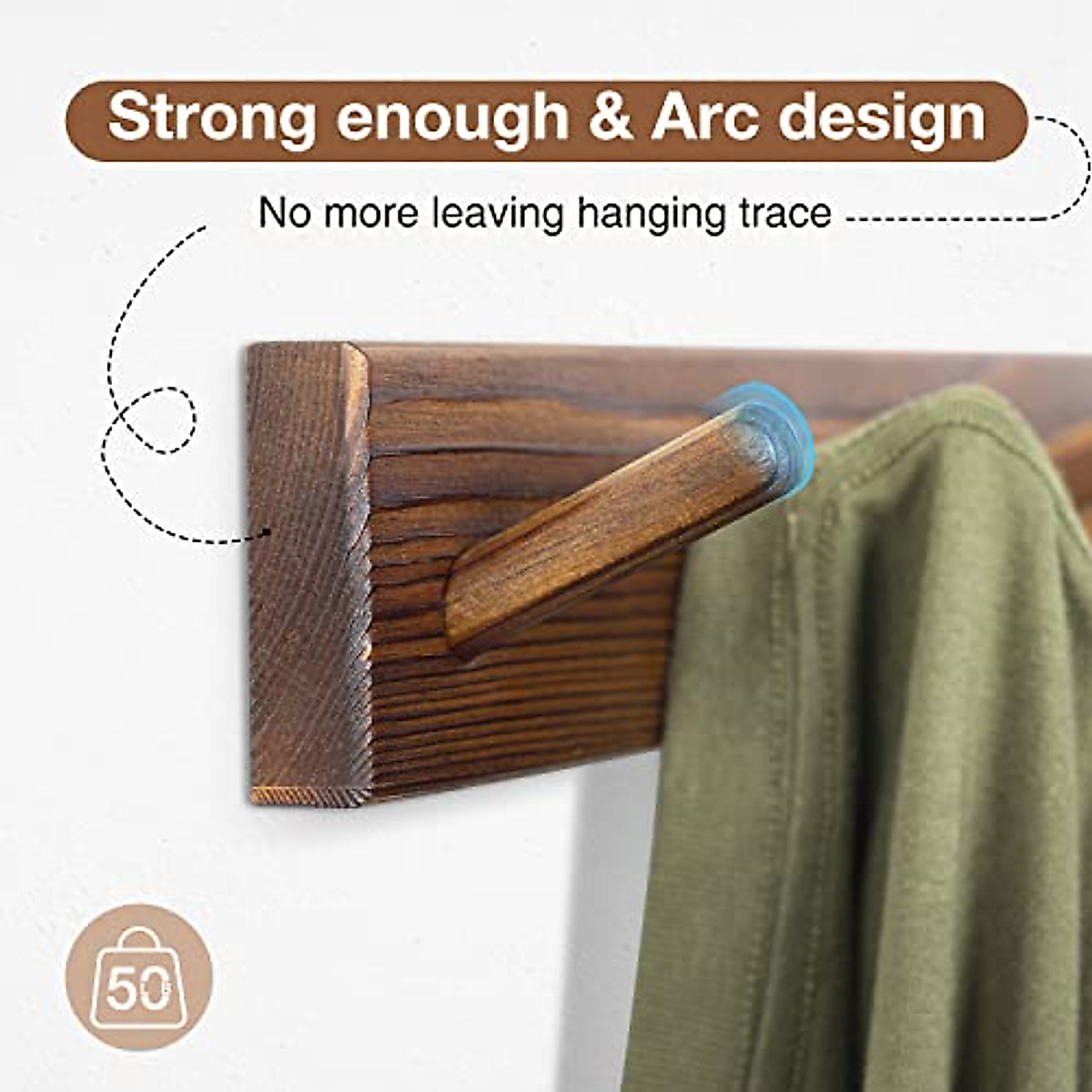 FifthQuarter Coat Hooks Wall Mounted: Easy Installation Rustic Coat Rack with Extra Storage Shelf and Sturdy Wooden Hook for Hanging Decor in Bathroom| Entryway| Bedroom | Hallway