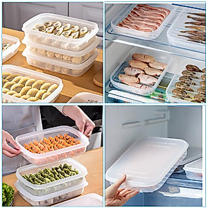 SHUESS 6 Pack Bacon Keeper for Refrigerator, Plastic Deli Meat Saver with Lids Airtight, Cold Cuts Storage Containers for Fridge, Food Shallow Low Christmas Cookie Holder with 3 Pcs Serving Tongs