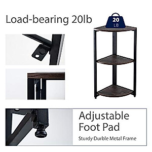 XRESLUCO Corner Shelf, 3-Tier Corner Bookshelf, 12 x 12 x 28.5 Inches Corner Shelf Stand for Living Room, Bedroom and Home Office, Easy to Assemble, Rustic Brown