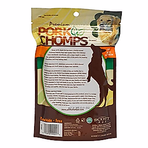 Pork Chomps Baked Pork Skin Dog Chews, 6-inch Twists, Real Chicken Wrap, 4 Count