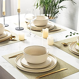 AmorArc Stoneware Cereal Bowls Set of 4, 26oz Soup Bowls Set for Cereal Soup Snacks, Modern Kitchen bowls for Meal, Dishwasher &Microwave Safe, Matte Ivory