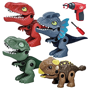 Take Apart Dinosaur Toys for Kids, Kids Toys Stem Dinosaur Toy Learning Building with Electric Drill, Dinosaur Toys for 6 7 8 9 10 Year Old Boys, Birthday Gifts for Toddler Girls Age
