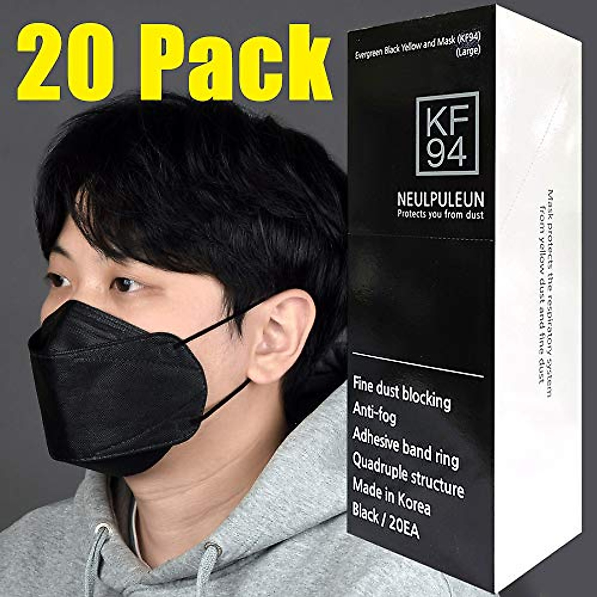 ECOMADE ARENA Neulpuleun Disposable KF94 Face Mask with 4-Layer Filters Made in Korea