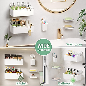 LUXEAR Shower Caddy 5 Pack Suction Cup Shower Organizer for Bathroom Storage Home &Kitchen,No Drilling Removable Plastic Shower Shelf Organizer with Soap Dish&Toothbrush Holder Easy Install