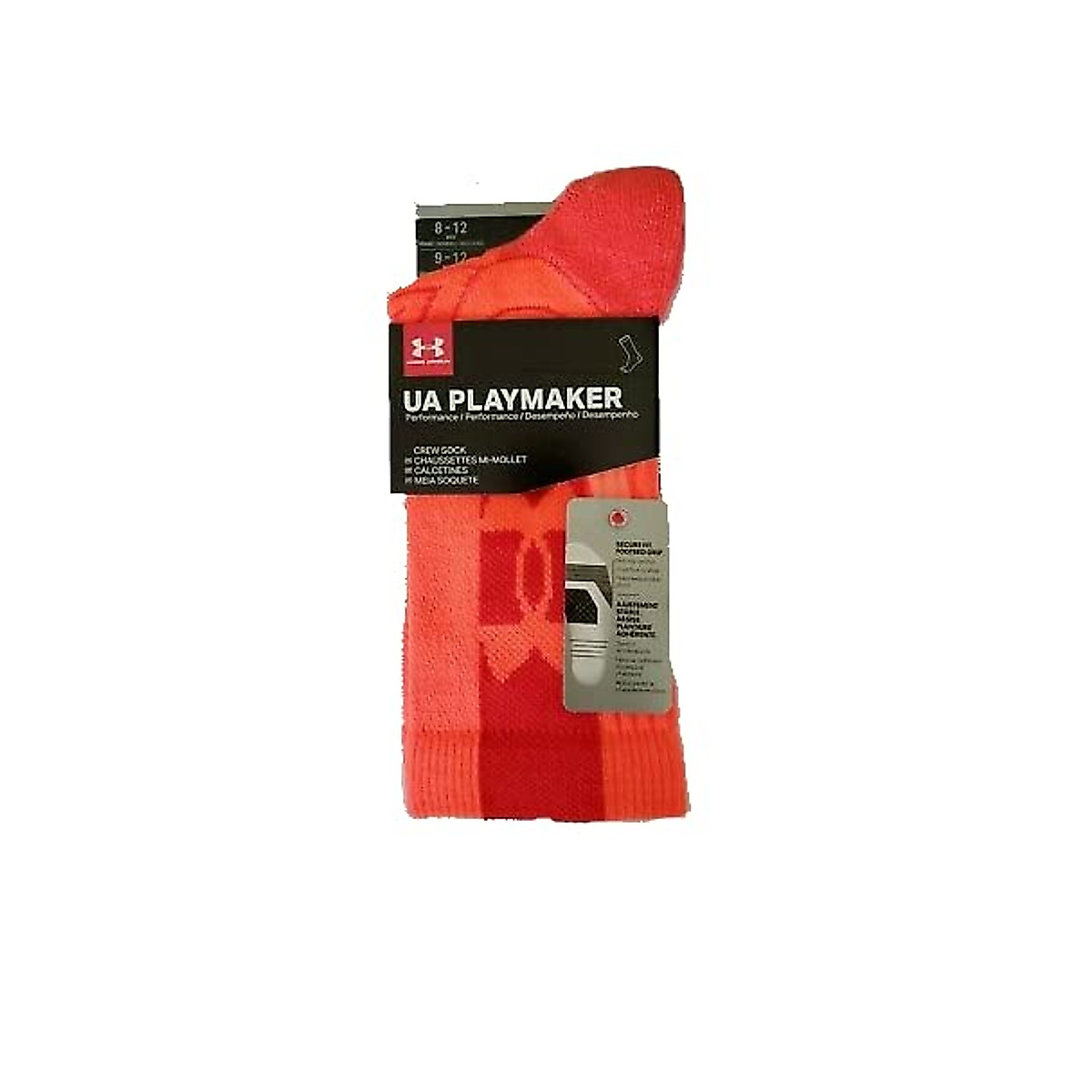 Under Armour Playmaker Men's Crew Socks, Large (8-12)- Beta Red, 1 Pair