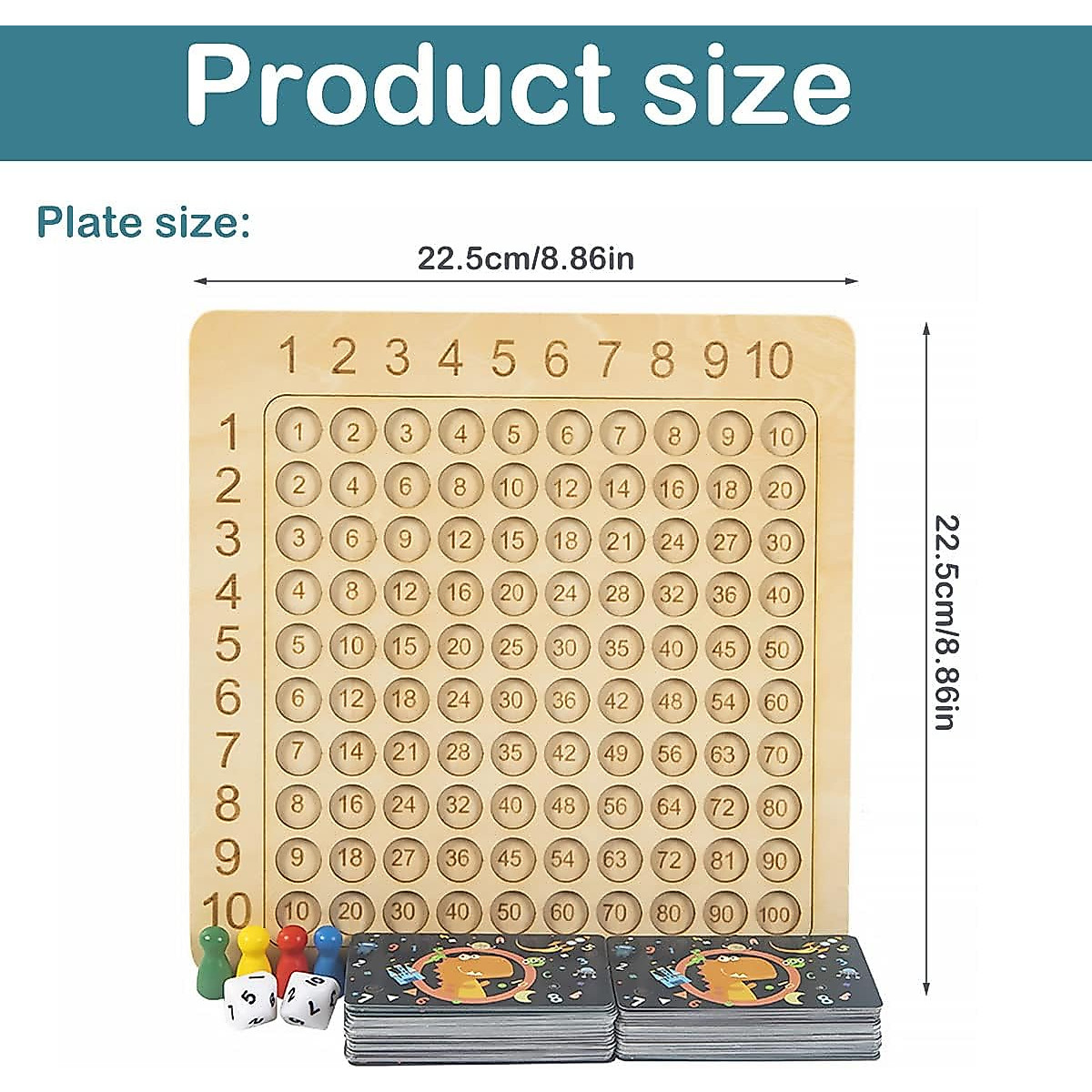 HOTBEST Wooden Math Multiplication Board Montessori Children Counting Toy Educational Multiplication Board Game Wooden Math Blocks Board for Toddlers Kids Over 3 Years Old