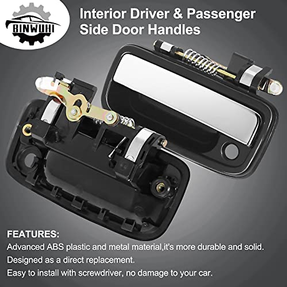 BINWUHI 2Pcs Outside Exterior Front Left Driver Side & Right Passenger Side Door Handles Compatible with 1995-2004 Toyota Tacoma, 2004-2012 Toyota Hilux, Replace 769MX, 768MX, 6922035030, 6921035030