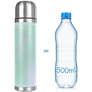 Stainless Steel Leather Vacuum Insulated Mug Colorful Texture Thermos Water Bottle for Hot and Cold Drinks Kids Adults 16 Oz