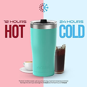 Arctic Tumblers | 20 oz Matte Turquoise Insulated Tumbler with Straw & Cleaner - Retains Temperature up to 24hrs - Non-Spill Splash Proof Lid, Double Wall Vacuum Technology, BPA Free & Built to Last