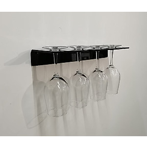 Wine glass holder, acrylic wall-mounted wine glass holder, tableware under the cabinet, wine glass holder and Glasses storage rack, kitchen cabinet storage rack (Black 2 pack)
