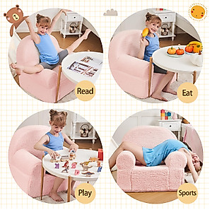 ILPEOD Kids Chair Toddler Chair Sherpa Couch Sherpa Kids Bean Bag Chair,Cuddly Toddler Chairs Comfy Plush Chair Toddler Couch Reading Chair for Kids Fuzzy Baby Chair Pink