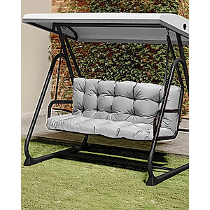 LCYY.JJ Outdoor Swing Cushions,Thicken 4'' Outdoor Bench Cushion 2-3 Seater with Backrest,Outdoor Porch Swing Cushions Placement with Ties, for Garden Recliner Seat Furniture Patio/light gray