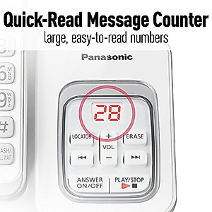 Panasonic DECT 6.0 Expandable Cordless Phone with Answering Machine and Smart Call Block - 2 Cordless Handsets - KX-TGD532W (White/Silver)