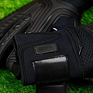 Renegade GK GK Vulcan Onyx Goalie Gloves with Fingersaves | 3.5+3mm Hyper Grip & 4mm Duratek | Black Goalkeeping Gloves (Size 9, Youth-Adult, Roll Cut, Level 3)