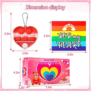 Valentines Day Gifts for Kids Classroom Prizes- 30 Pack Heart Sensory Pop Toys with Valentines Cards for Kids School, Bulk Fidget Toys Party Favors Goodie Bag Stuffer Pinata Fillers Set for Girls Boys