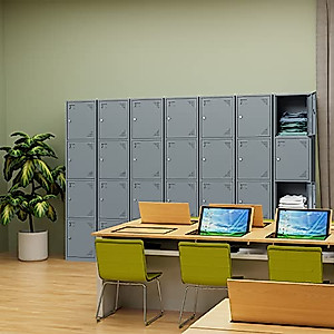 Yizosh Metal Locker for Gym, School, Office, 71" Metal Storage Locker Cabinets for Employees, Students Steel Lockers Four Tier with 4 Doors (Grey)