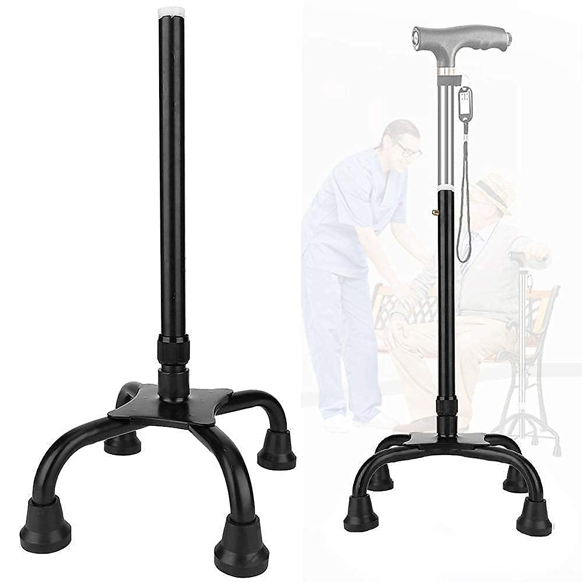 Folding Cane seat Lightweight Three-Legged Walking Stick Height Adjustable with Crutch Chair/Stool seat for Disabled Elderly Everything is fine