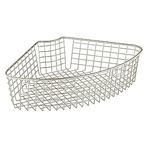 mDesign Wire Basket for Corner Cabinet Lazy Susan with Front Handle - Kitchen Cabinet, Shelf, and Pantry Corner Bin - 1/4 Wedge Metal Organizer for Lazy Susan - Concerto Collection - 2 Pack - Satin