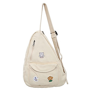 PRAGARI Sling Bag for Women Crossbody Backpack Shoulder Chest Bag Daypack Small White Travel Canvas Casual Hiking Outdoor