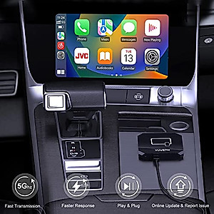 YUVETH Wireless CarPlay Adapter 2023 Newest Version, Wireless CarPlay Dongle Compatible with Apple iOS 12+ Auto Connect Plug Play for OEM Wired CarPlay Car Model 2017+ Support Online Update, Black