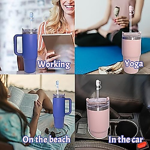 3PCS Silicone Straw Covers & Reusable Straws for Stanley Cup 30Oz 40Oz, Cute Mini Stanley Cup Straw Cover Cap for 10mm Straw with Cleaner Brush