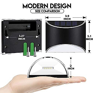 LeiDrail Solar Step Lights Outdoor Deck Fence Stair Warm Light Sun Powered LED Illuminated Landscape Lighting Waterproof for House Yard Garden Post Black - 4 Pack